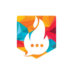 Fire chat icon logo design concept Royalty Free Vector Image