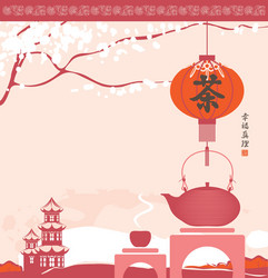 Japanese geisha character hold tea Royalty Free Vector Image