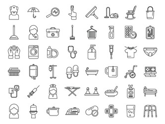 Home care services icons set simple care Vector Image