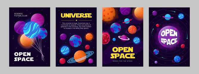 Open space posters set Royalty Free Vector Image