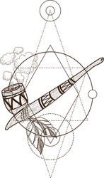Pipe of peace drawing ceremonial native american Vector Image