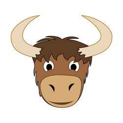 Cute yak cartoon flat sticker or icon Royalty Free Vector