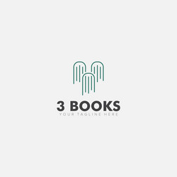 Three books tutorial video editing logo Royalty Free Vector
