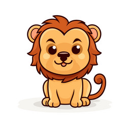 Lion lion hand-drawn comic cute doodle style Vector Image