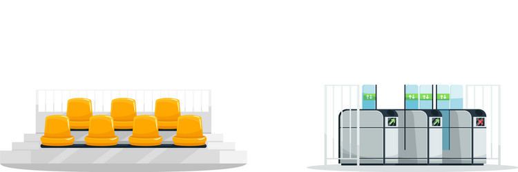 People at turnstile semi flat rgb color Royalty Free Vector