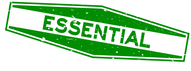 Grunge green essential word round rubber seal Vector Image