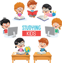 Children studying Royalty Free Vector Image - VectorStock