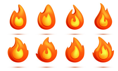 3d fire flame set Royalty Free Vector Image - VectorStock
