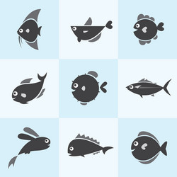 Group of fish in the circle Royalty Free Vector Image