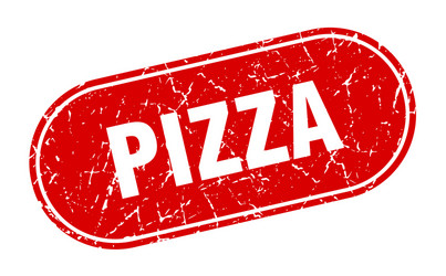 Square grunge red pizza stamp Royalty Free Vector Image