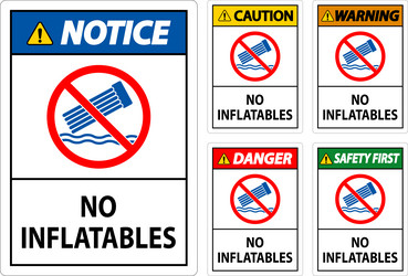 Water safety sign attention no inflatables Vector Image