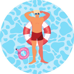 Young man with swimsuit and float lifeguard Vector Image