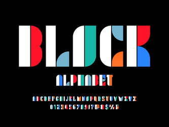 Condensed multi-colored font alphabet Royalty Free Vector