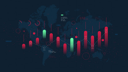Financial market analytics graph on a world map Vector Image
