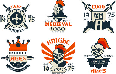 Medieval logo design set middle ages vintage Vector Image