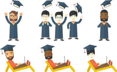 Set of graduate student characters Royalty Free Vector Image