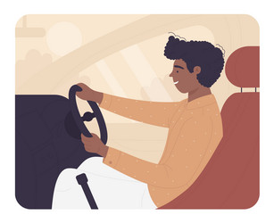 Bearded young man driving his car Royalty Free Vector Image