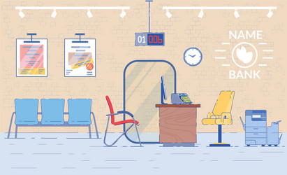 Bank office interior with atm cash box and tables Vector Image