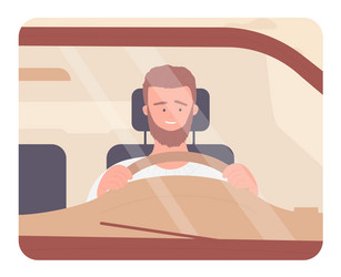 Young man driving his car Royalty Free Vector Image