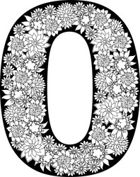 Silver glitter alphabet numbers 0 with shadow Vector Image