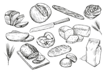 Hand drawn bakery and bread seamless pattern Vector Image