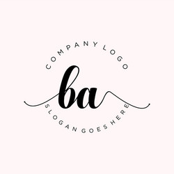 Ba initial handwriting logo design Royalty Free Vector Image