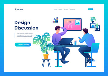 Designer and the customer discuss sketch Vector Image