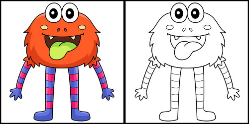 Four arm monster coloring page for kids Royalty Free Vector