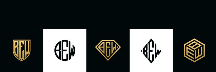 Initial letters hwj logo designs bundle Royalty Free Vector