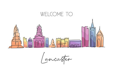 Continuous one line drawing lancaster city Vector Image