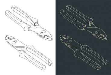 Slip joint pliers blueprints Royalty Free Vector Image
