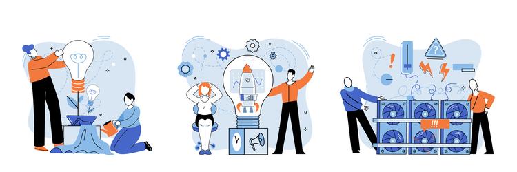 Team solving complex problems teamwork Royalty Free Vector