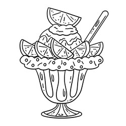Ice cream on the beach summer coloring page Vector Image