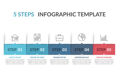 Diagram infographic process on 5 steps Royalty Free Vector