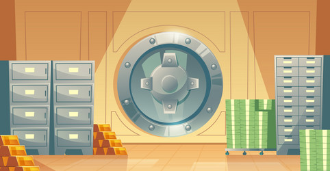 Bank vault robbery by thieves criminals Royalty Free Vector
