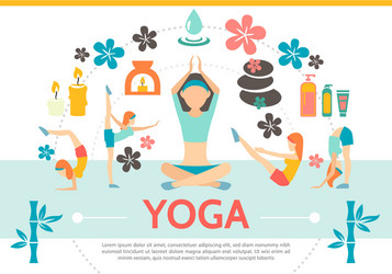 Flat yoga round concept Royalty Free Vector Image