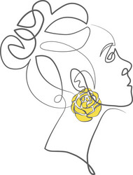 Continuous line art girl abstract portrait Vector Image