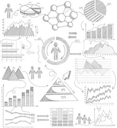 Charts and diagrams sketch Royalty Free Vector Image