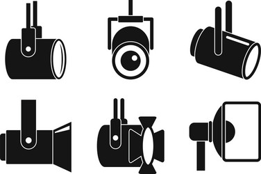 Spotlight icons set stage lighting symbols Vector Image