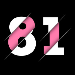 81 8 1 number logo design with a creative cut Vector Image