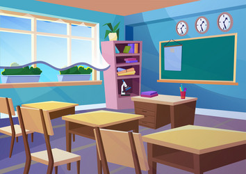 Pupils sitting at desks in modern classroom young Vector Image
