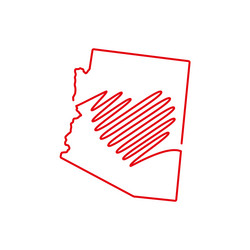 Arizona state outline map with the handwritten Vector Image
