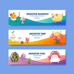 Banner template with monster concept design Vector Image