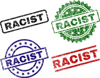 Scratched textured racist stamp seal Royalty Free Vector