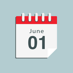 Icon calendar day 1 june summer days year Vector Image