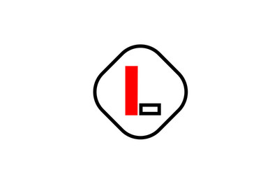 Red black line l alphabet letter logo icon Vector Image