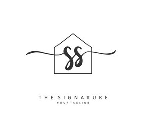 S ss initial letter handwriting and signature Vector Image