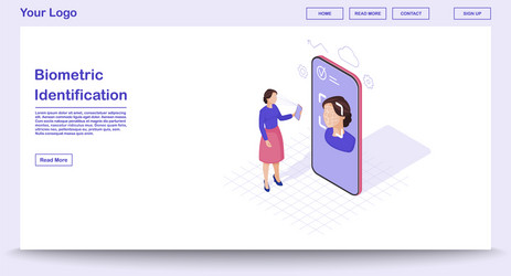 Identity verification webpage template Royalty Free Vector