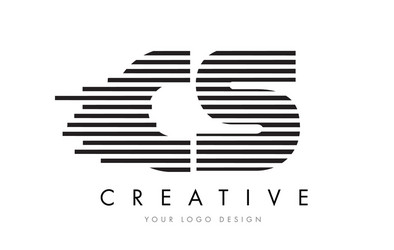 White letters cs c s logo with leading lines Vector Image