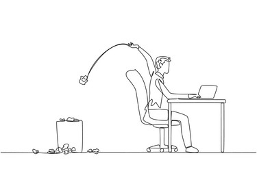 Single one line drawing businessman typing Vector Image